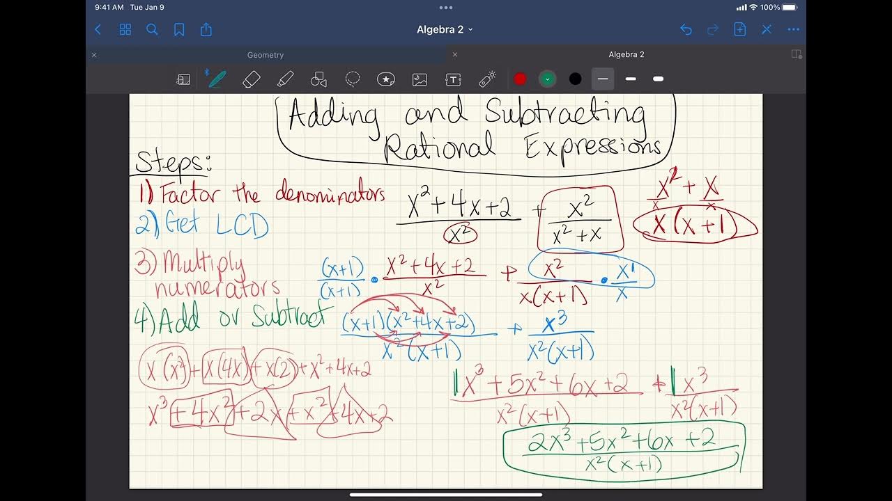 Adding/Subtracting Rational Functions - YouTube