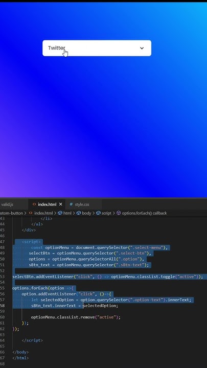Css custom dropdown menu in html css and Javascript #shorts #coding ...