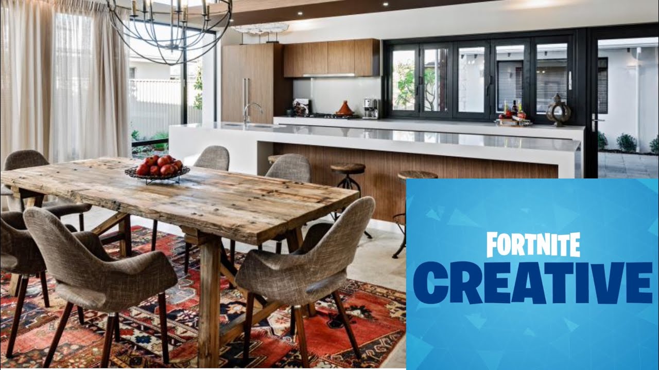 How to make a Kitchen/Dining room in fortnite creative(new furniture ...