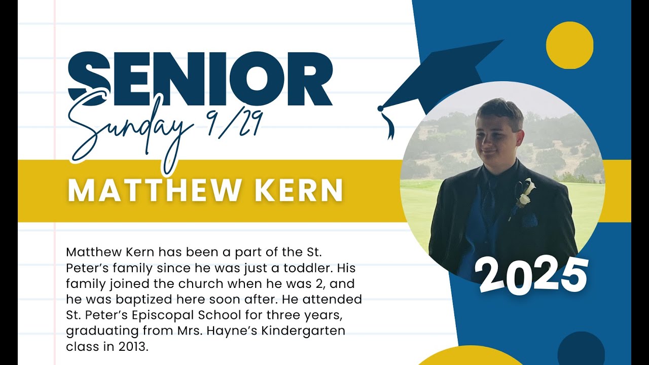 Matthew Kern Senior Sunday [September 29, 2024 - 9:15AM] - YouTube