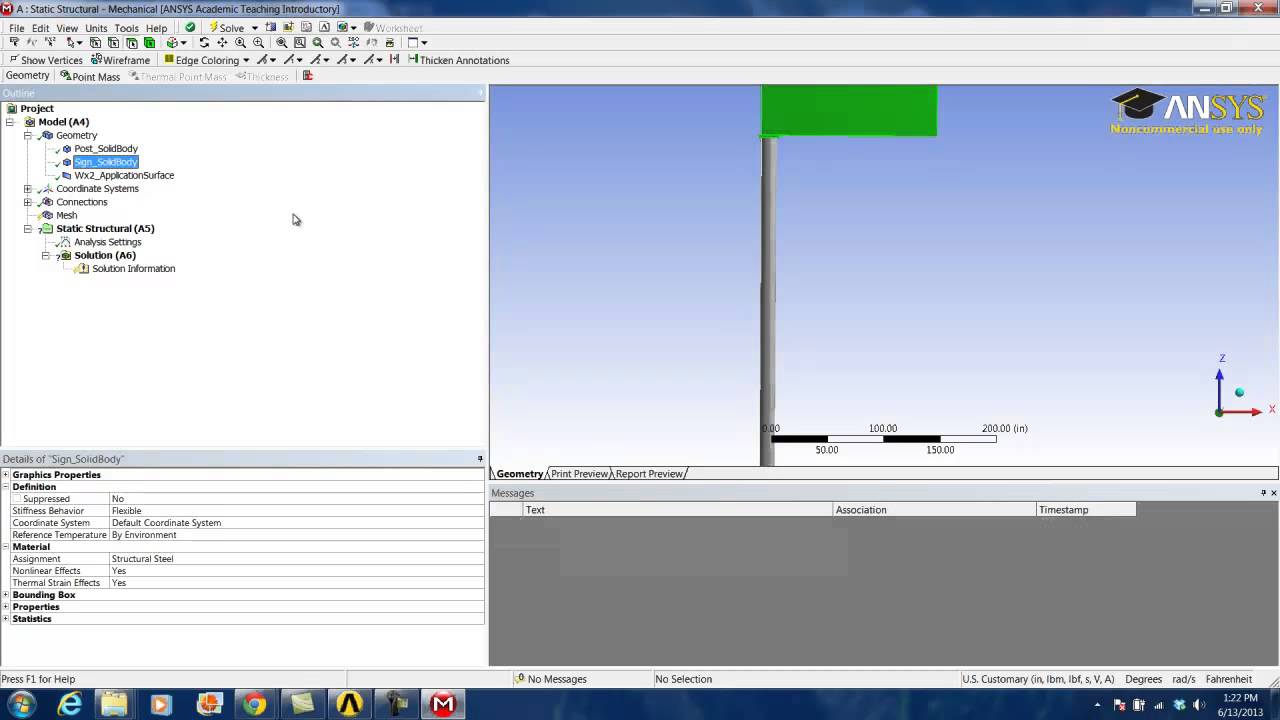 3D Analysis of Combined Loading in a Signpost Using Ansys Mechanical ...
