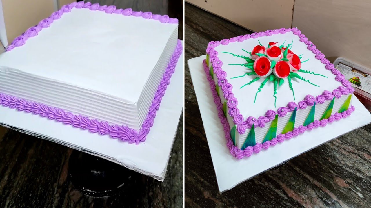 Square Shape Birthday Cake Design Flowers Amazing And Beautiful Cake ...