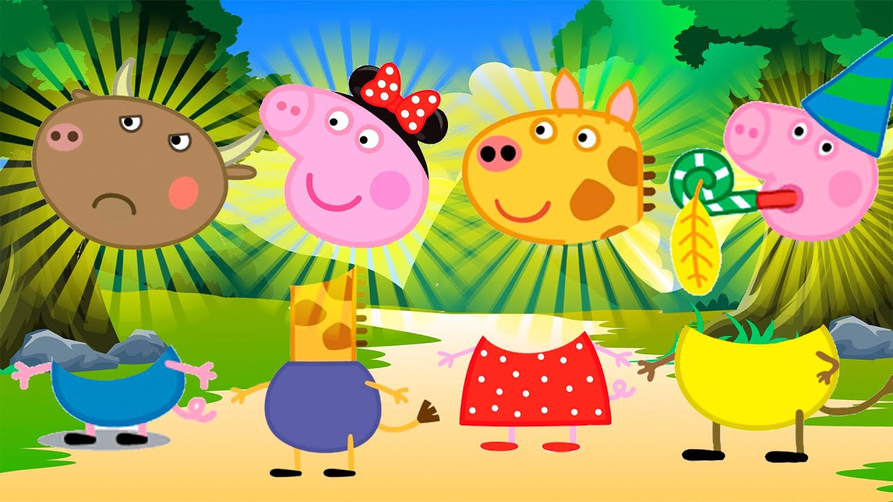 animated video with Peppa pig. match the head. video for kids - YouTube