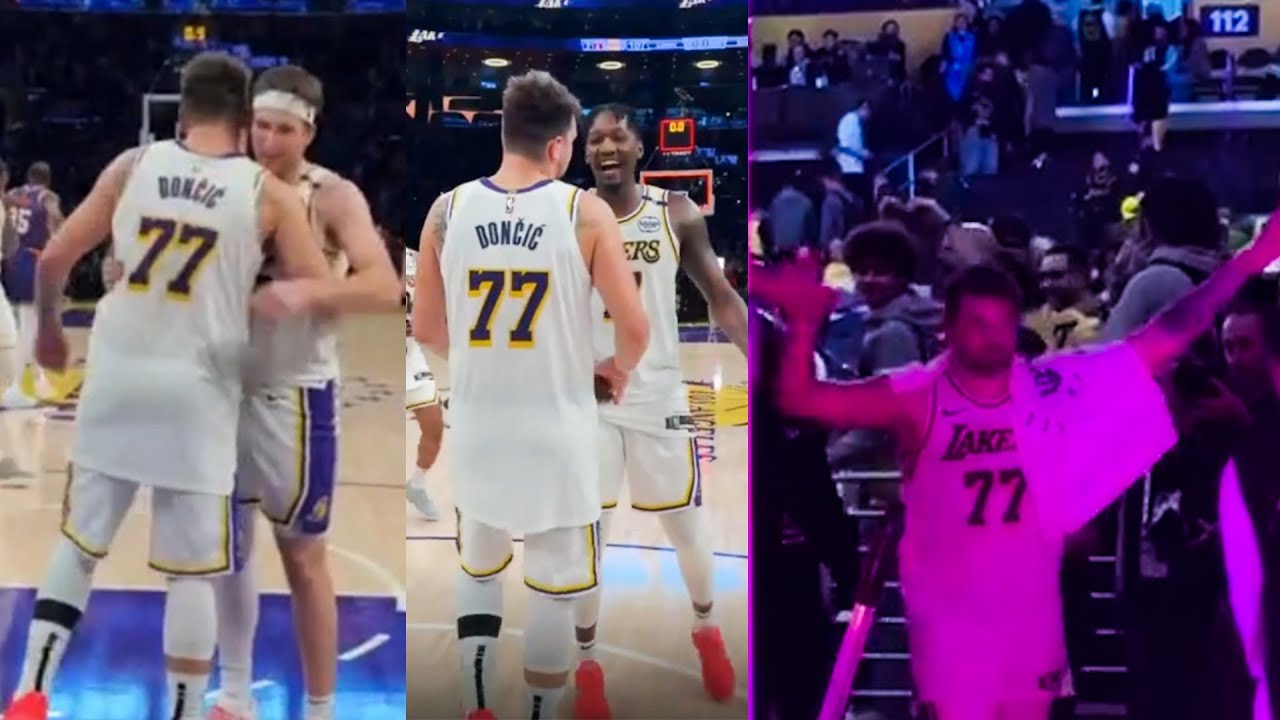 Luka Doncic, A. Reaves & Lakers Celebration after BIG WIN vs Phoenix ...