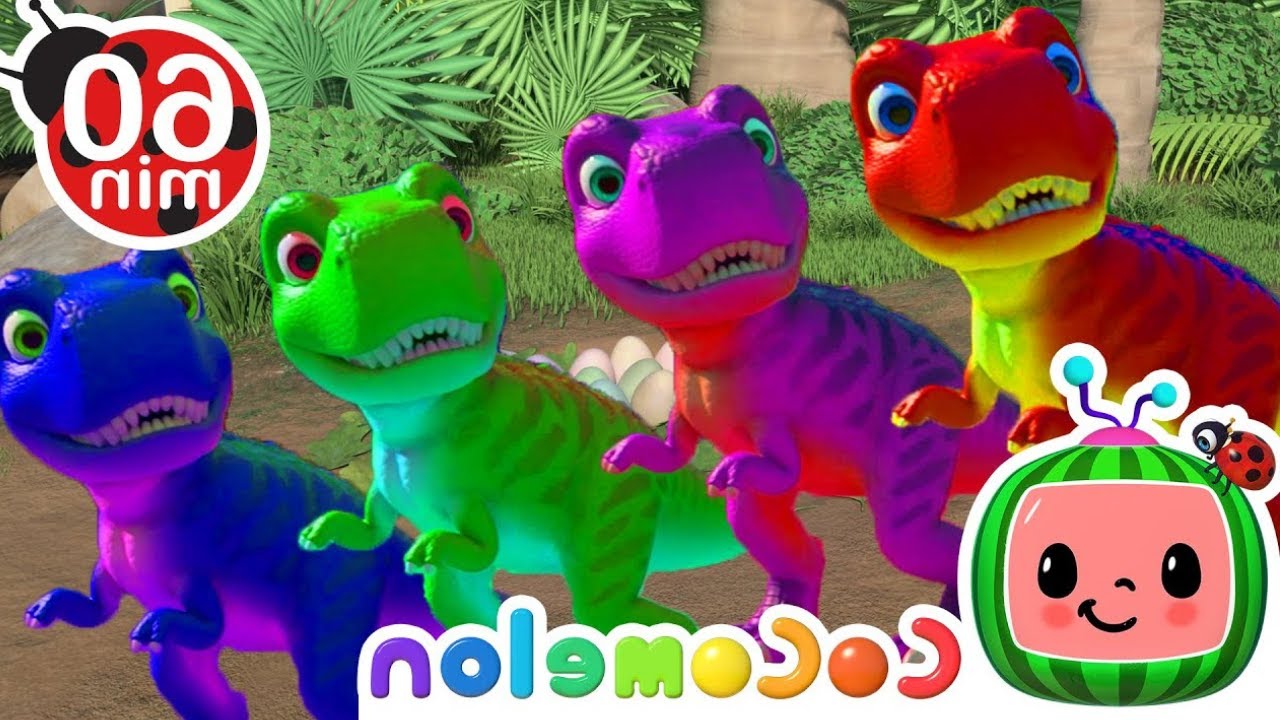 Rainbow Colors Dinosaur Song with Surprise Eggs | CoComelon Nursery ...