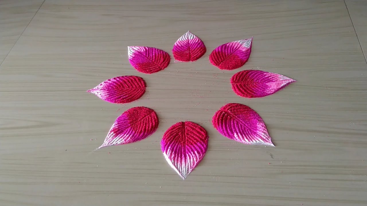Beautiful leaf rangoli designs | Rangoli designs for beginners | easy ...