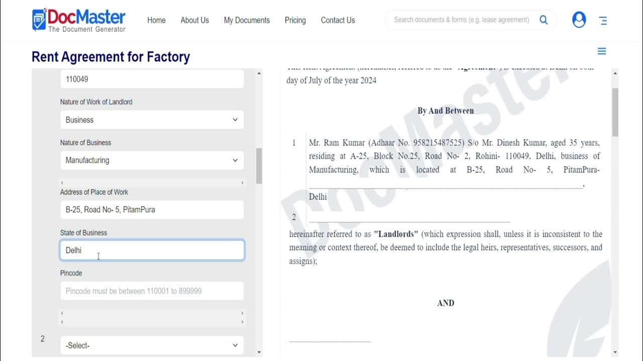 How To Create Rent Agreement For A Factory | Docmaster - YouTube