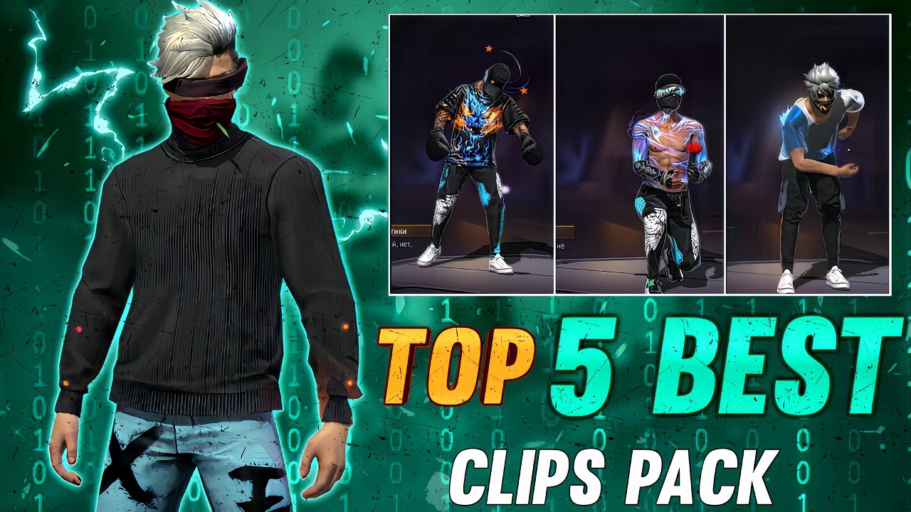 Top 5 Best Clips Pack For Editing | 🎥 | Free Fire Top 10 Emote Clip For ...