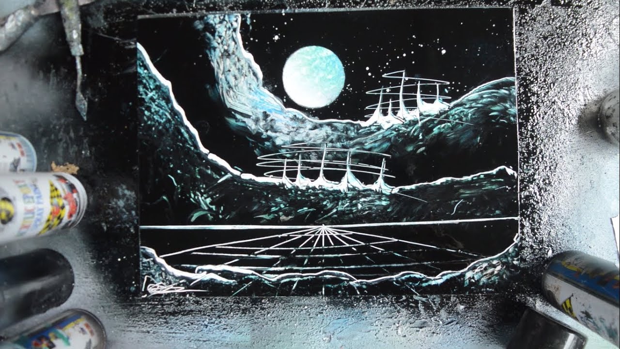Blue cosmic - spray paint art - by Al-Buz - YouTube