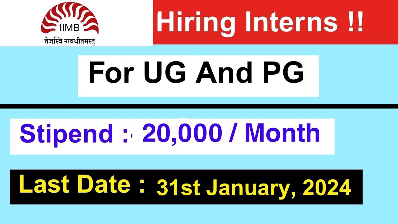 IIM Bangalore Hiring Interns | IIM Bangalore hired internship stipend ...