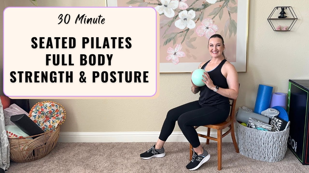 SEATED FULL BODY PILATES: 30 Minute Chair Workout, Low Impact Pilates ...
