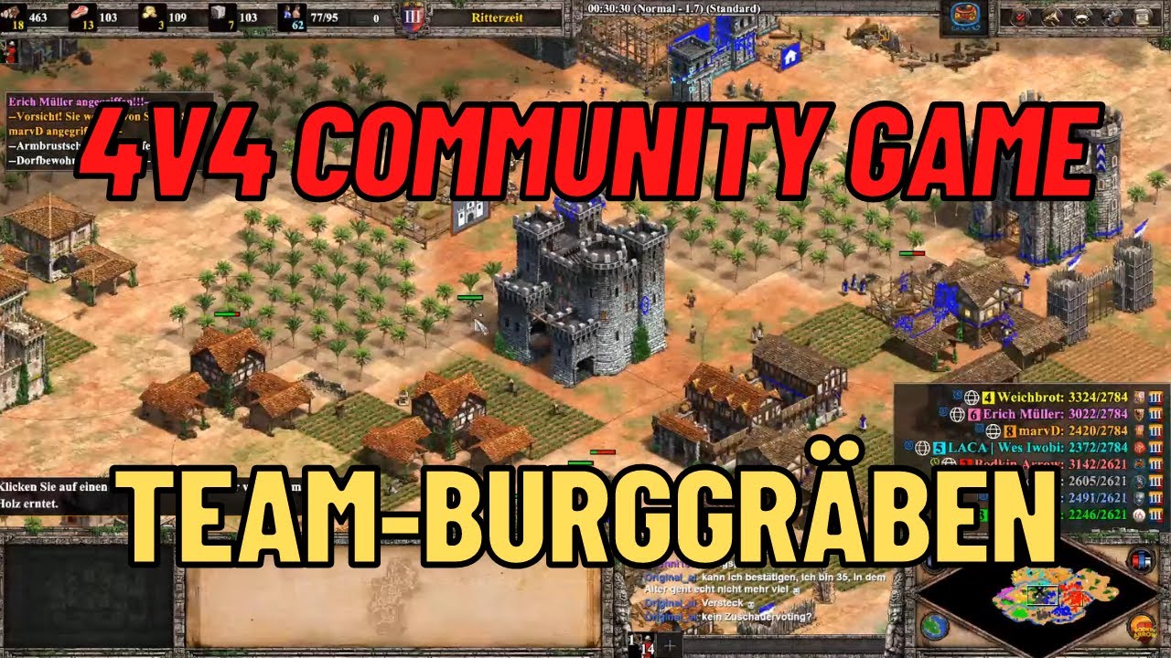 4v4 Community Spiel auf Team-Burggräben | Age of Empires 2 Definitive ...
