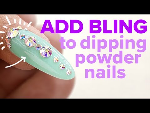 Spring Bling Dip Powder Nails with Gel Top Coat Using Chisel Dipping ...