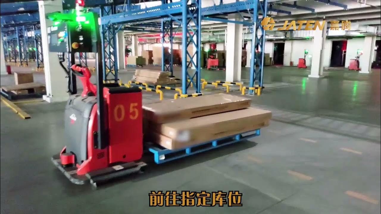 Jaten AGV is delivering furniture in furniture industry 嘉腾AGV在家具厂搬运物料 - YouTube