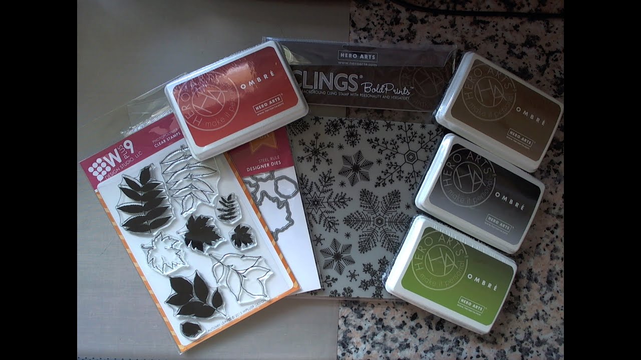 Small Wplus9 and Hero Arts stamps and ombre inks - YouTube