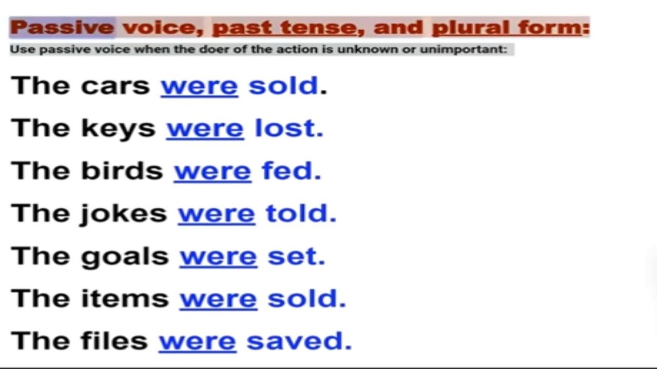 Passive Voice in Past Tense (Plural Form) | Easy English Grammar - YouTube