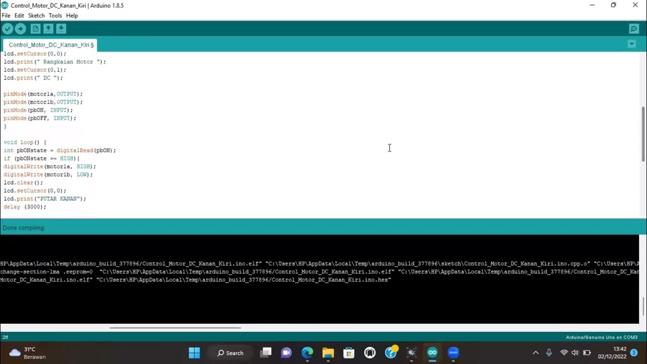 TUGAS MIKROKONTROLER - Rangkaian Motor DC Putar Kanan & Kiri dengan Arduino Uno - YouTube