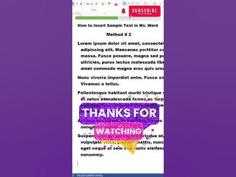 How to Insert Sample Text in MS Word with Lorem Function Tutorials ...