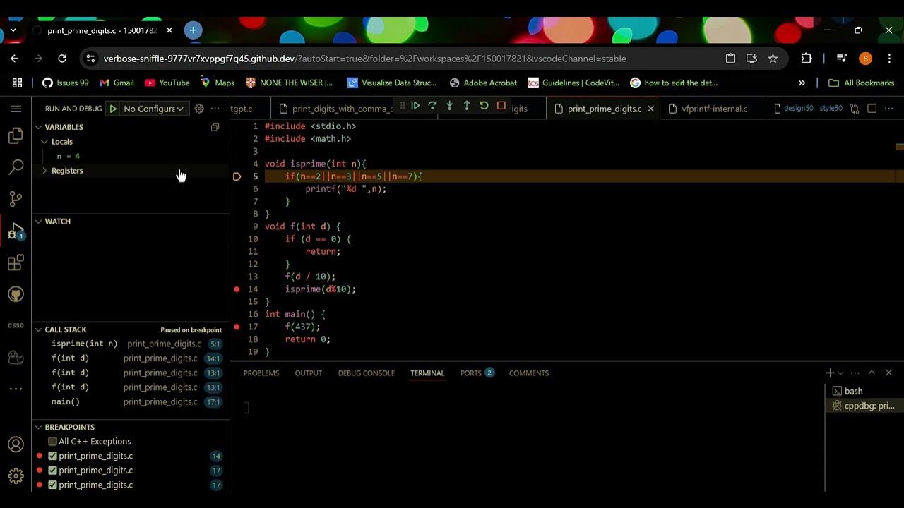 debugging in cs50 dev - YouTube