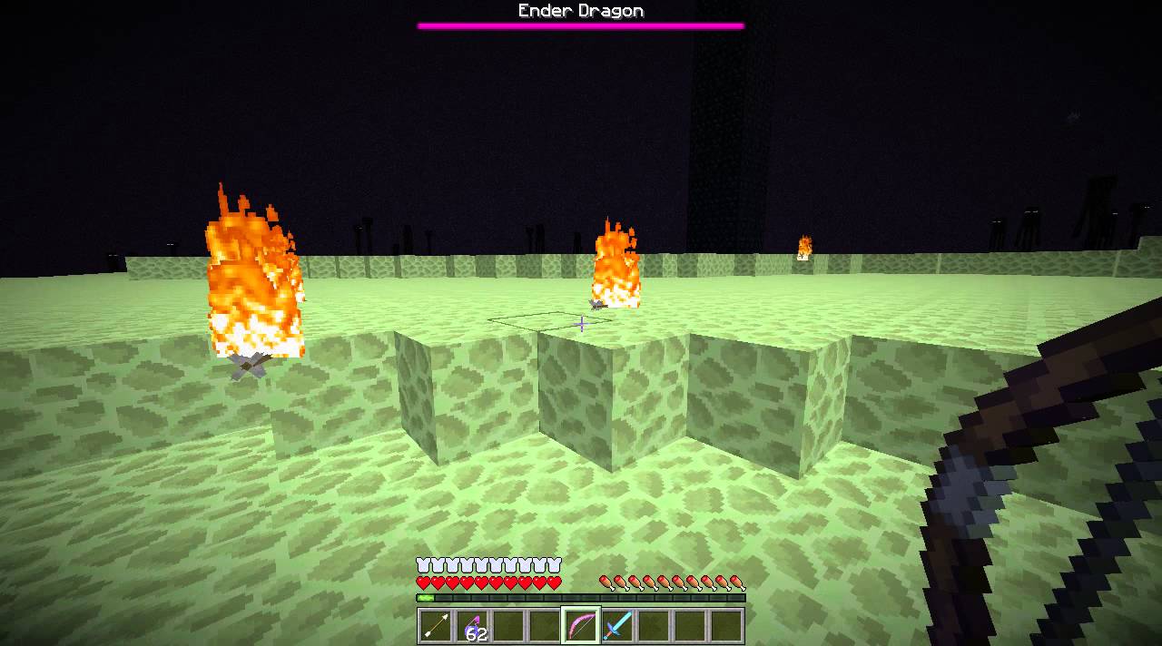 Minecraft ender dragon fight on survival - YouTube