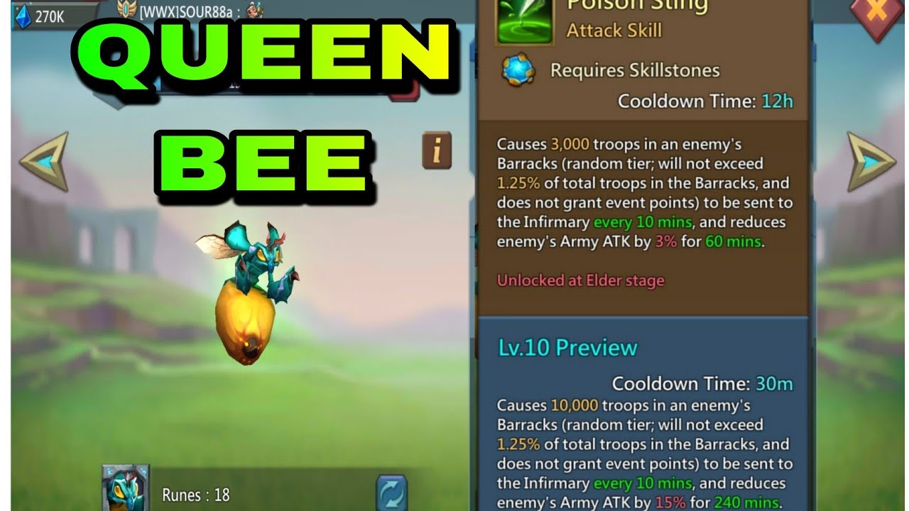 #Queen Bee Familiar attack Lords Mobile# 😘😘😎😎#Queen Bee sent my t4s ...