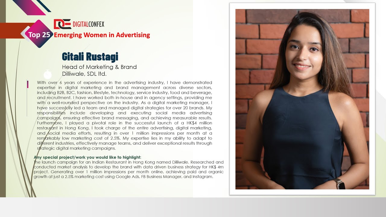 Presented By DIGITALCONFEX | Gitali Rustagi | Top 25 Emerging Women in ...