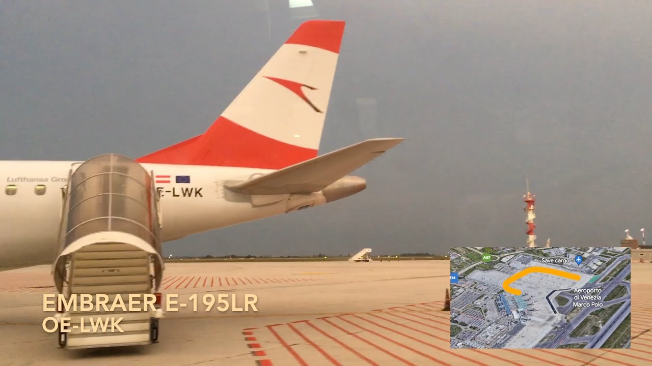 Venice to Vienna Dusk/Night Depart/Arrive Austrian(OS) E195LR (+Treviso ...
