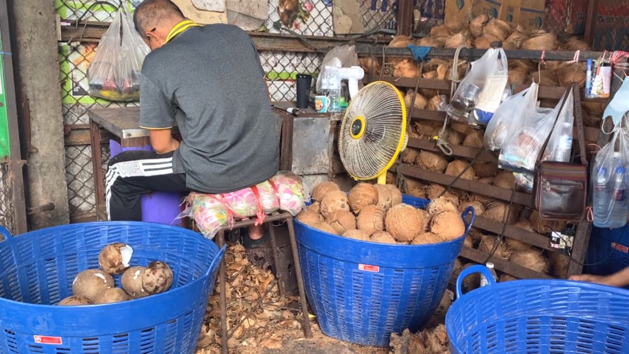 Excellent! Coconut Peeling Technique - YouTube