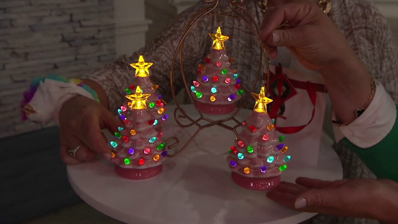 Mr. Christmas Set of 4 Lit Nostalgic Tree Ornaments with Gift Bags on ...