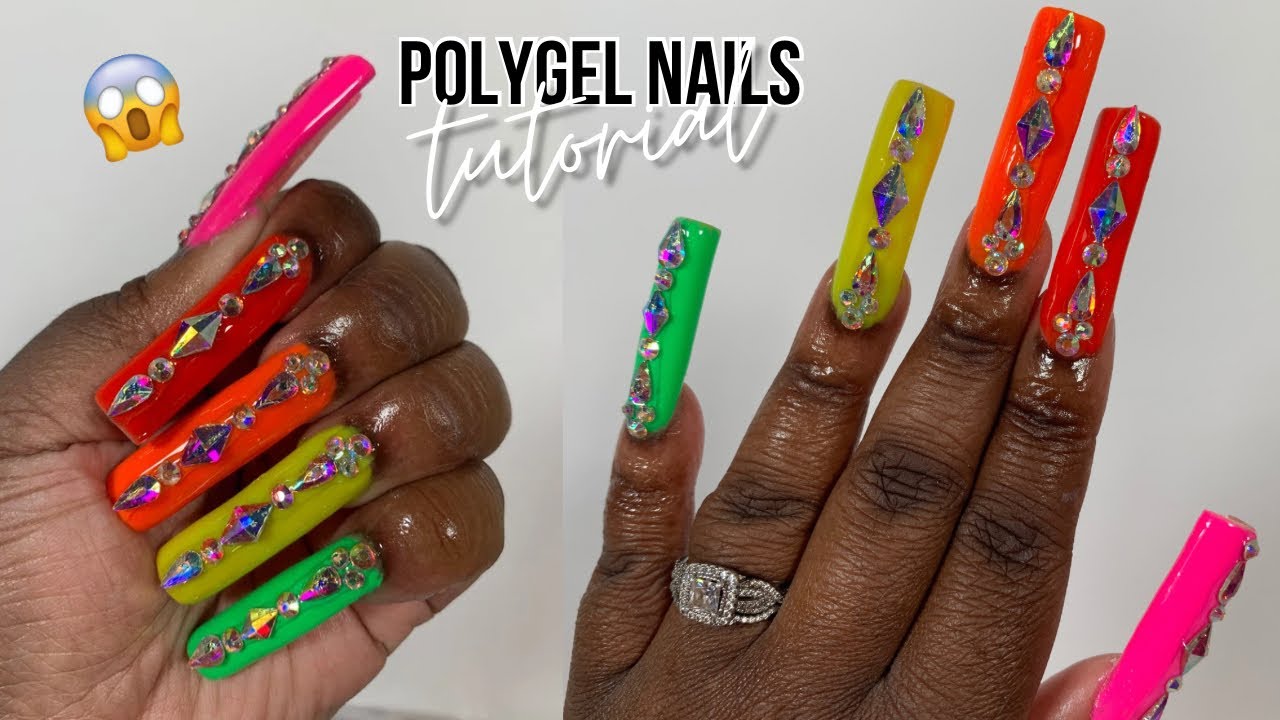 WATCH ME WORK: NEON RAINBOW XXL POLYGEL NAIL SET | KOUTURE NAILS BY KIA ...