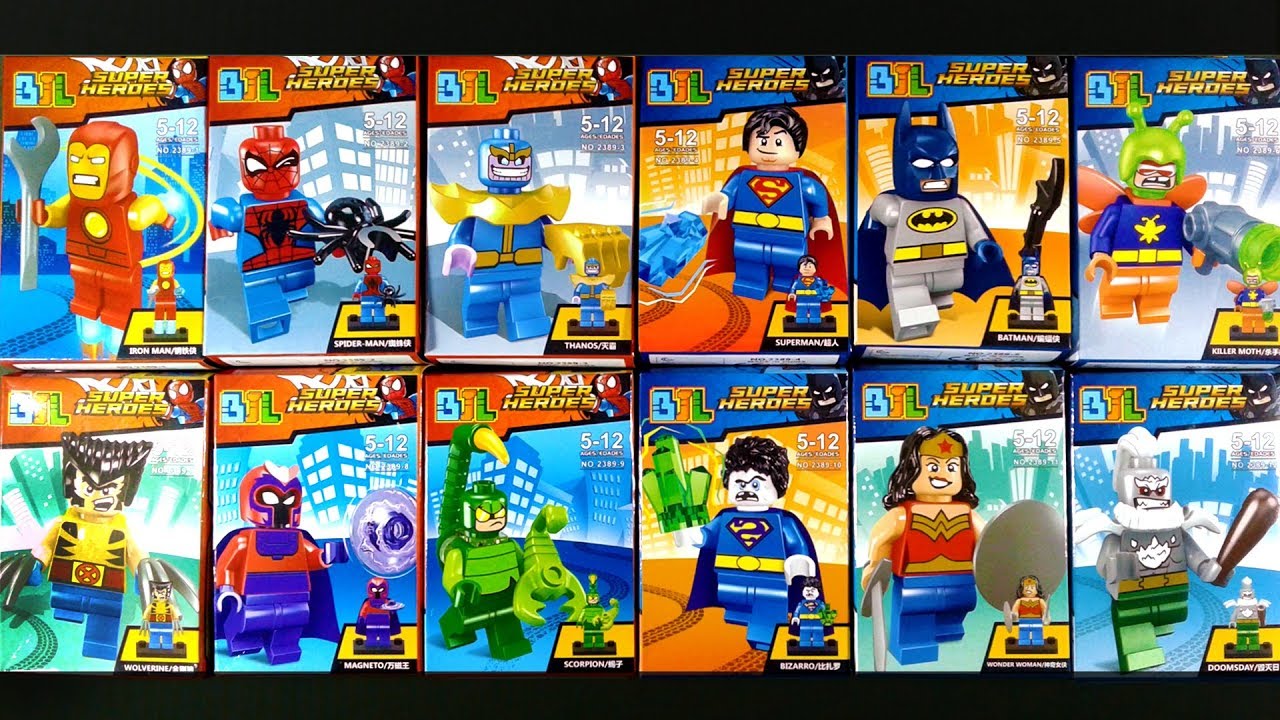 LEGO Super Heroes Marvel DC Minifigures (knock-off) BJL 2389 - YouTube