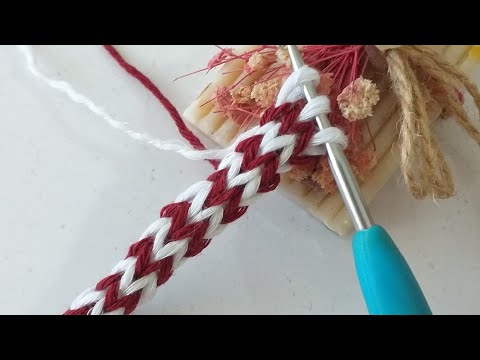 Tığ işi iki renkli çanta sapı nasıl yapılır/örgü kordon modelleri#crochet #knitting