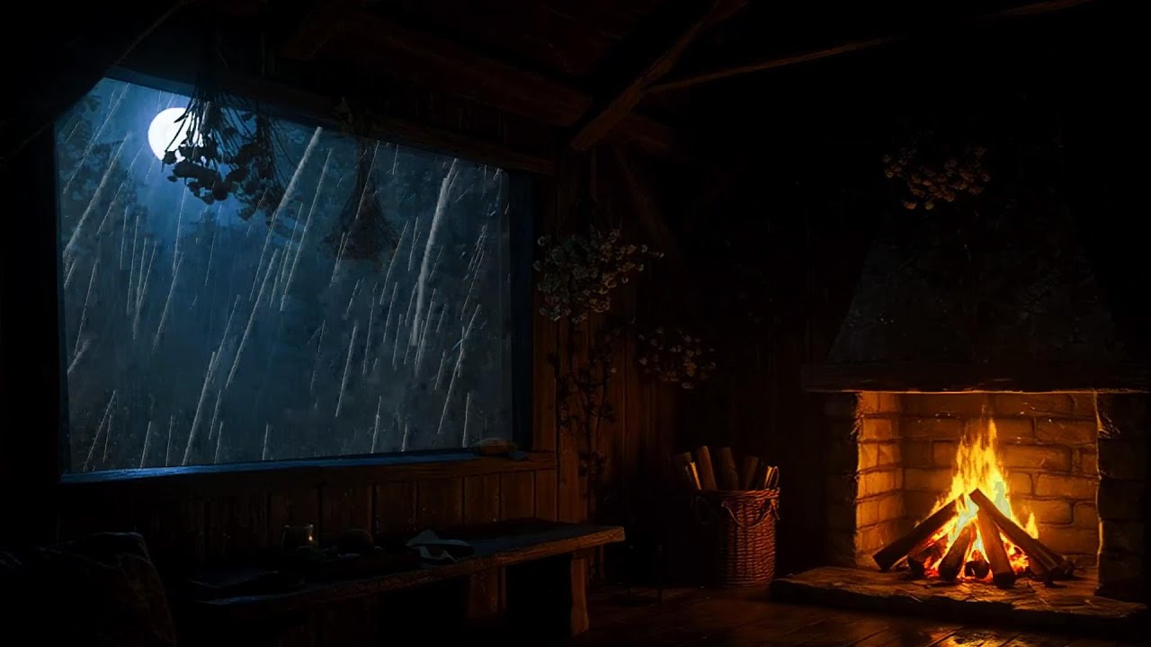 8 Hours of Rain & Fireplace Sounds | Cozy Cabin Ambience for Sleep ...