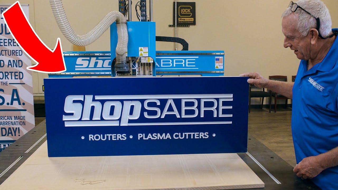 ShopSabre CNC Engraved Sign on IS Series 408 Router - YouTube