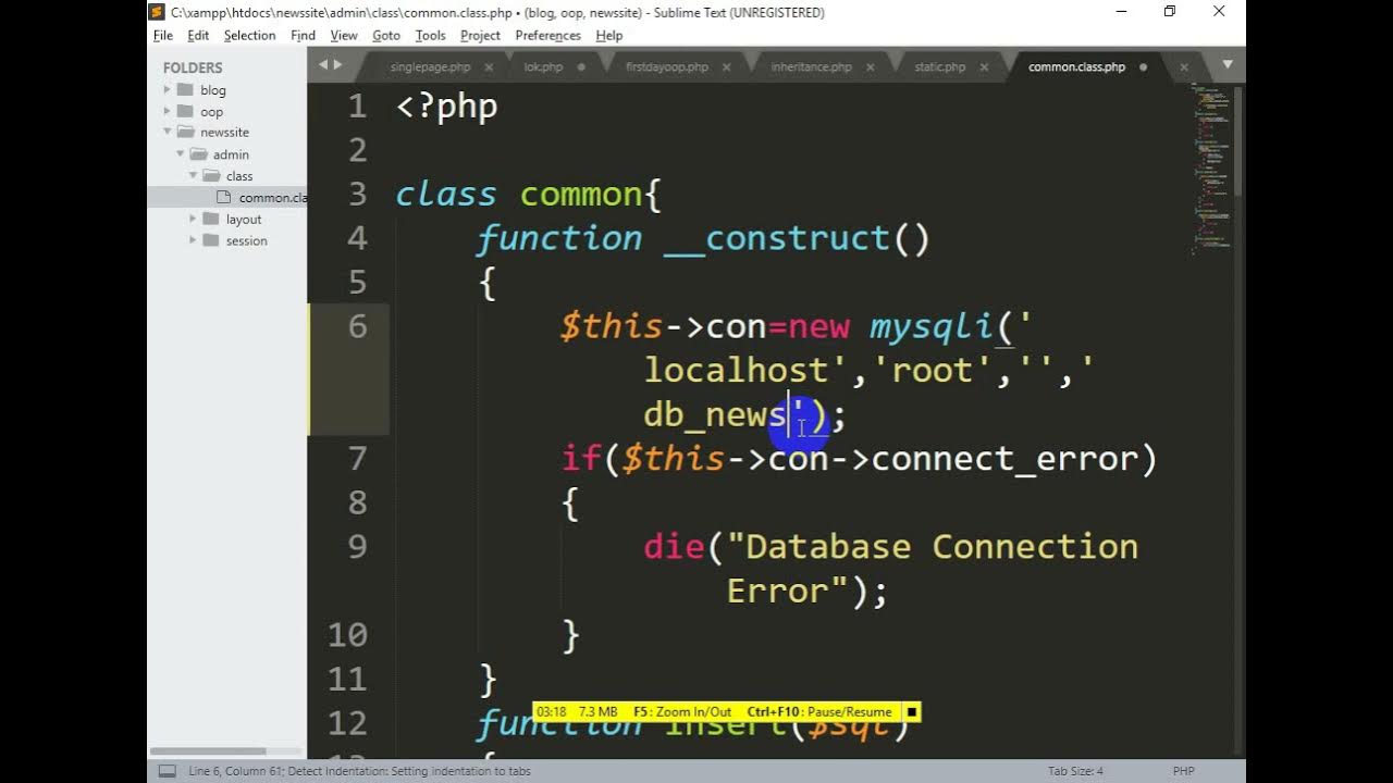 1) Database Setup in OOPS PHP Project with mvc - YouTube