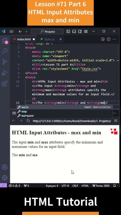 Html Tutorial Lesson 71 Html Input Attributes Max And Min Part 6 Html Htmltutorial Css