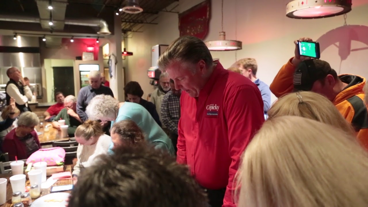 Election Night: Scott Cepicky celebrates victory with prayer - YouTube