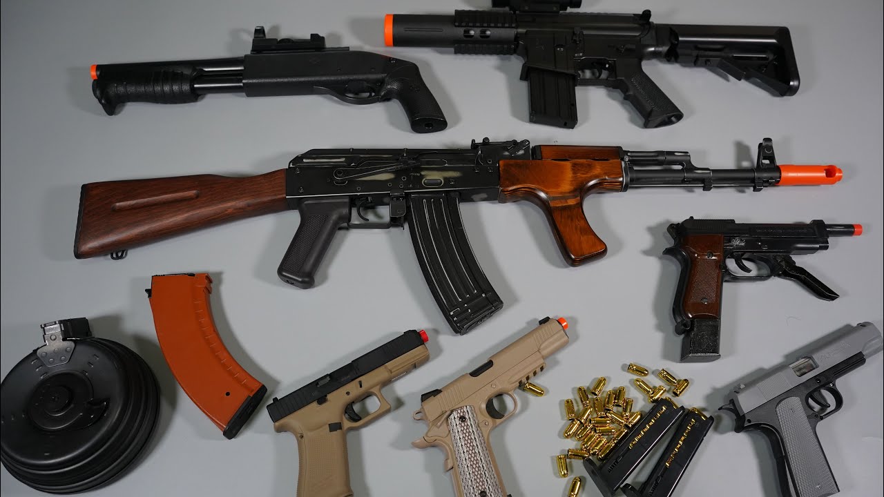Blowback AKM or AK47 - Airsoft Toy Gun - M4 - Shell ejecting M1911 ...