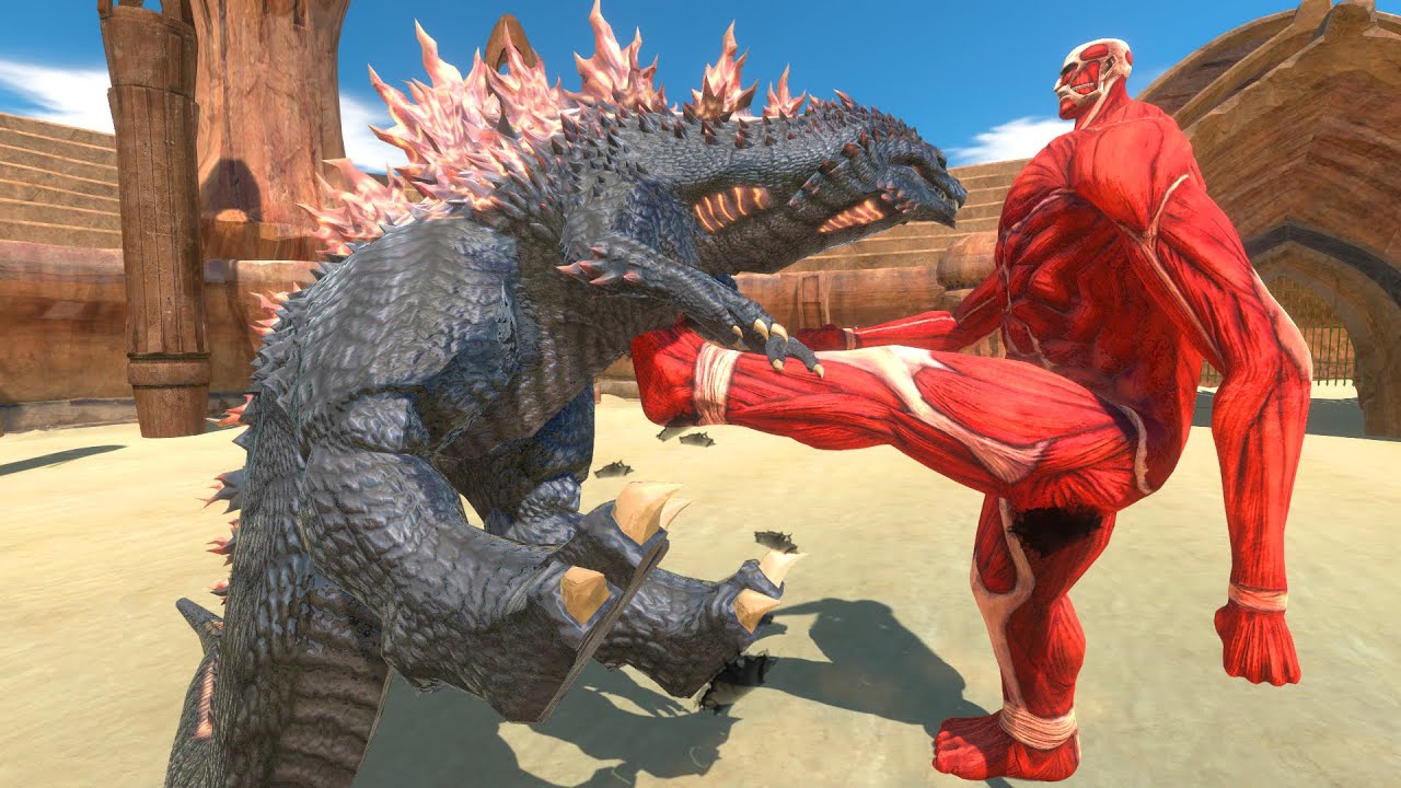 Colossal Titan vs Gojira - Animal Revolt Battle Simulator - YouTube