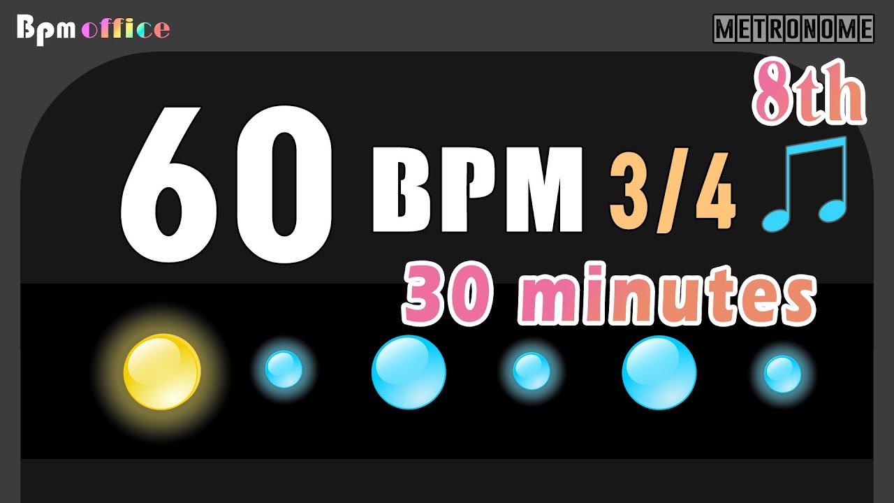 60BPM Metronome │ 3/4 │ 8th │ Wood │ 30min │ 6/8 (8th) - YouTube