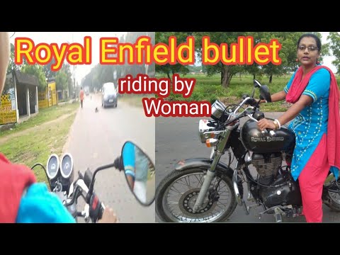 Royal Enfield Bullet riding by woman / Royal Enfield Bullet riding on ...