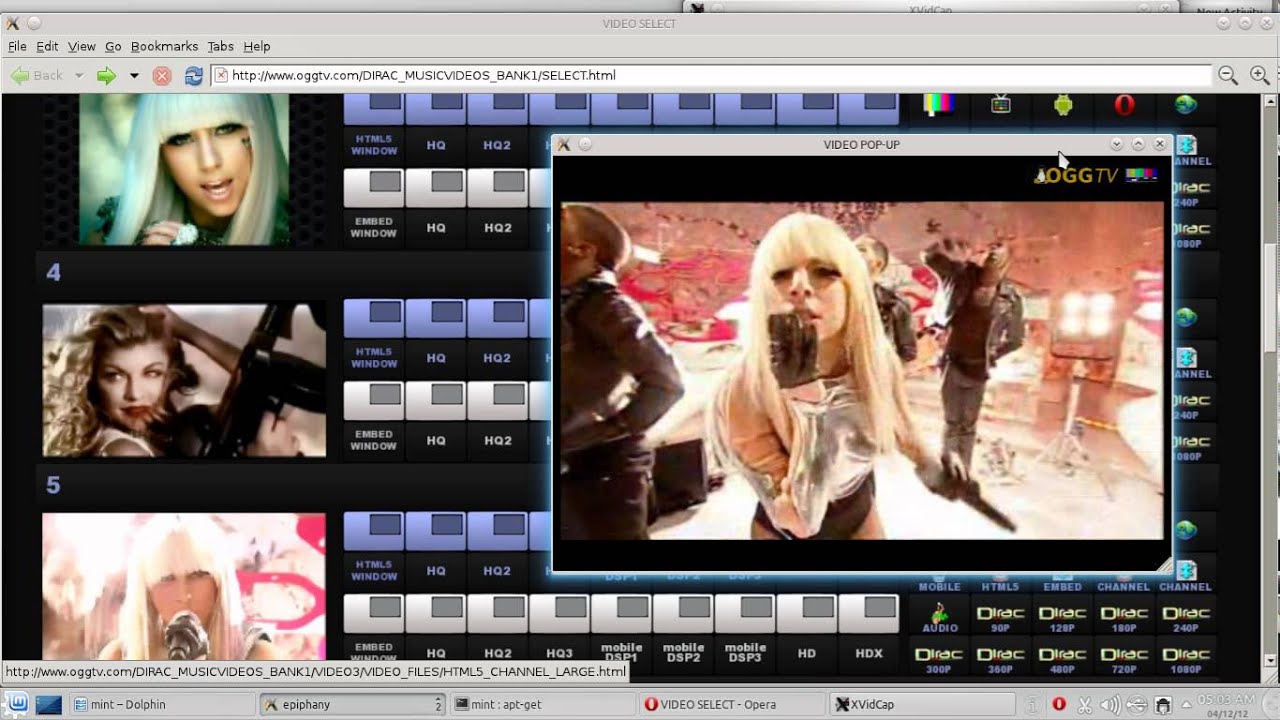 Dirac Open HTML5 Television on Opera and Epiphany - YouTube