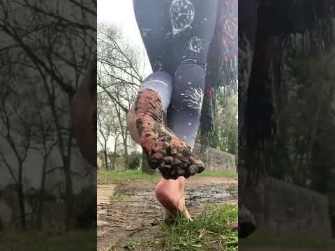 Muddy feet walking muddy puddles canal pedal pumping dirty feet 👣😝