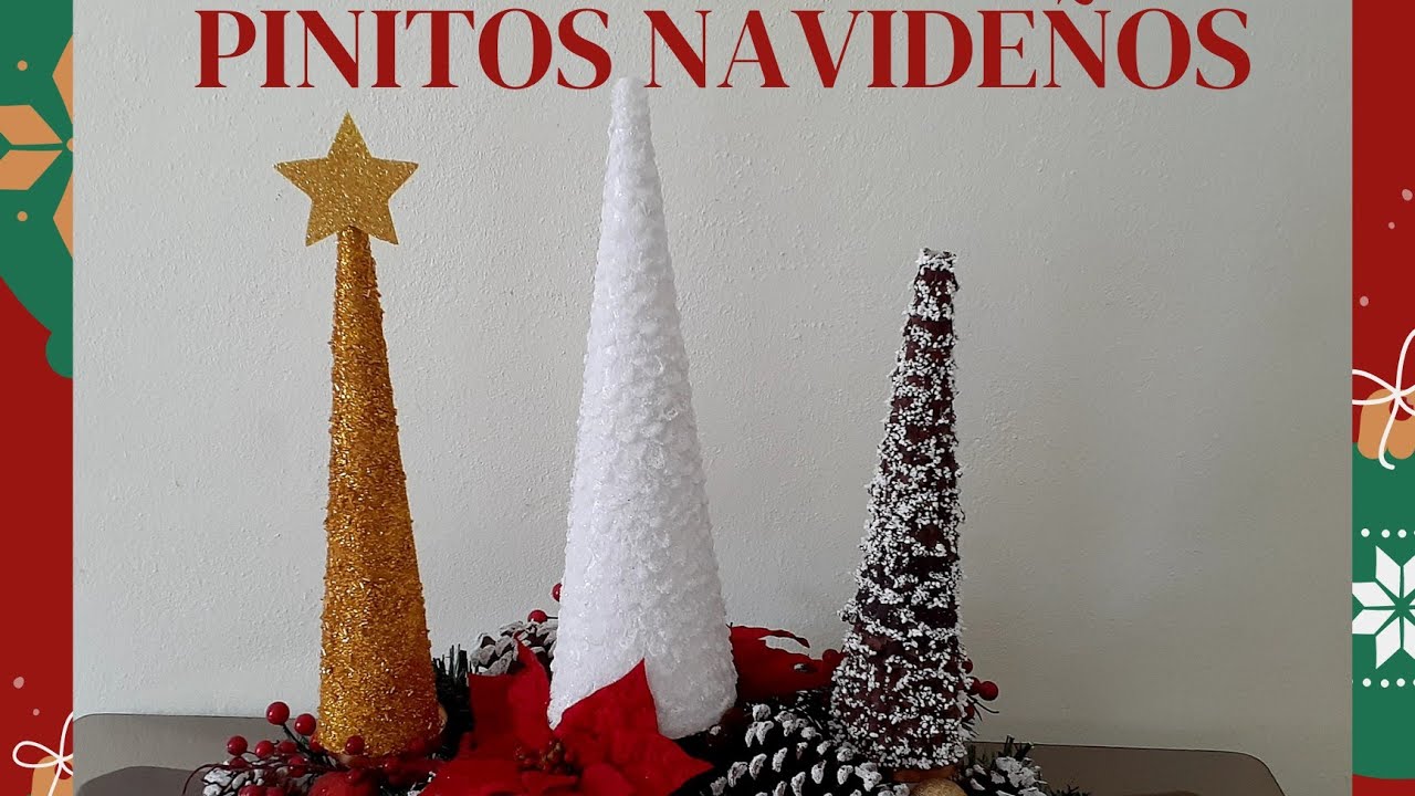 Como hacer pinitos navideño Súper fácil🌲Diys, 3 Ideas de pinitos para ...