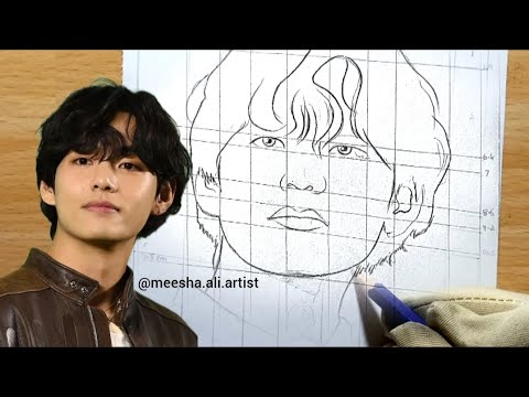 Bts V Outline Drawing Tutorial step by step|김태형 그림 그리기 | BTS Drawings ...