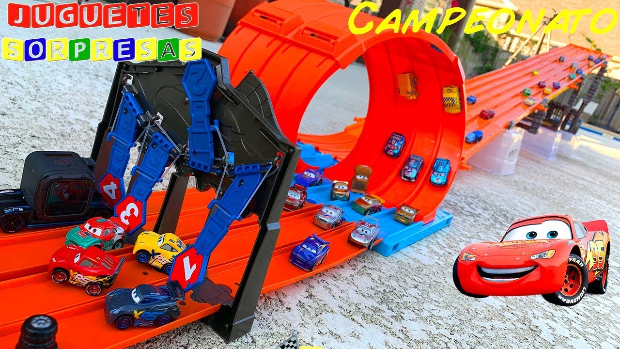 DISNEY CARS MINI RACERS XRS CARRERAS EXTREMAS EN SUPER 6 LANE SPEEDWAY ...