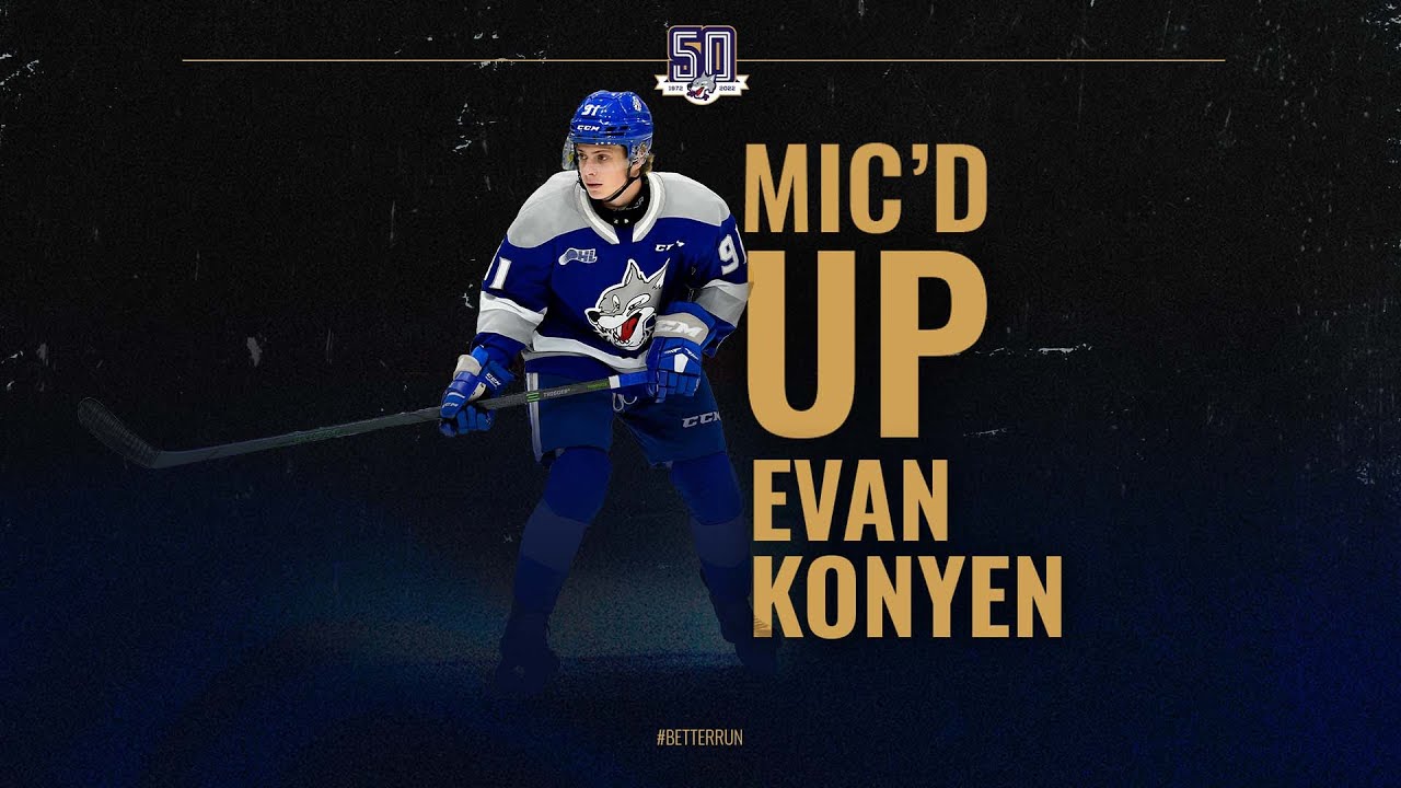 Mic'd Up with Sudbury Wolves Forward Evan Konyen - YouTube