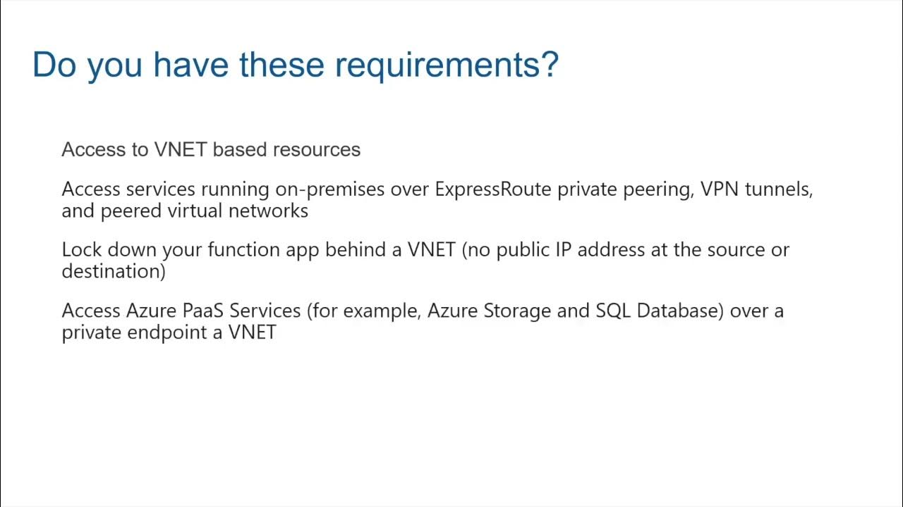 5-Minute Serverless-First Series: More on Azure Functions and VNET Integration (Episode 6) - YouTube