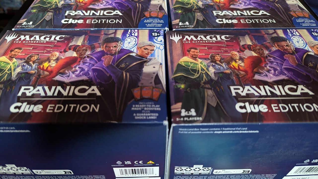 4 Sealed Clue Boxes with Box Topper Shock Lands & Many Unique Set Rares ...