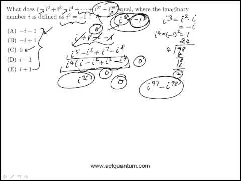 ACT PRACTICE QUESTION: COMPLEX NUMBERS AND SUMMATION - YouTube